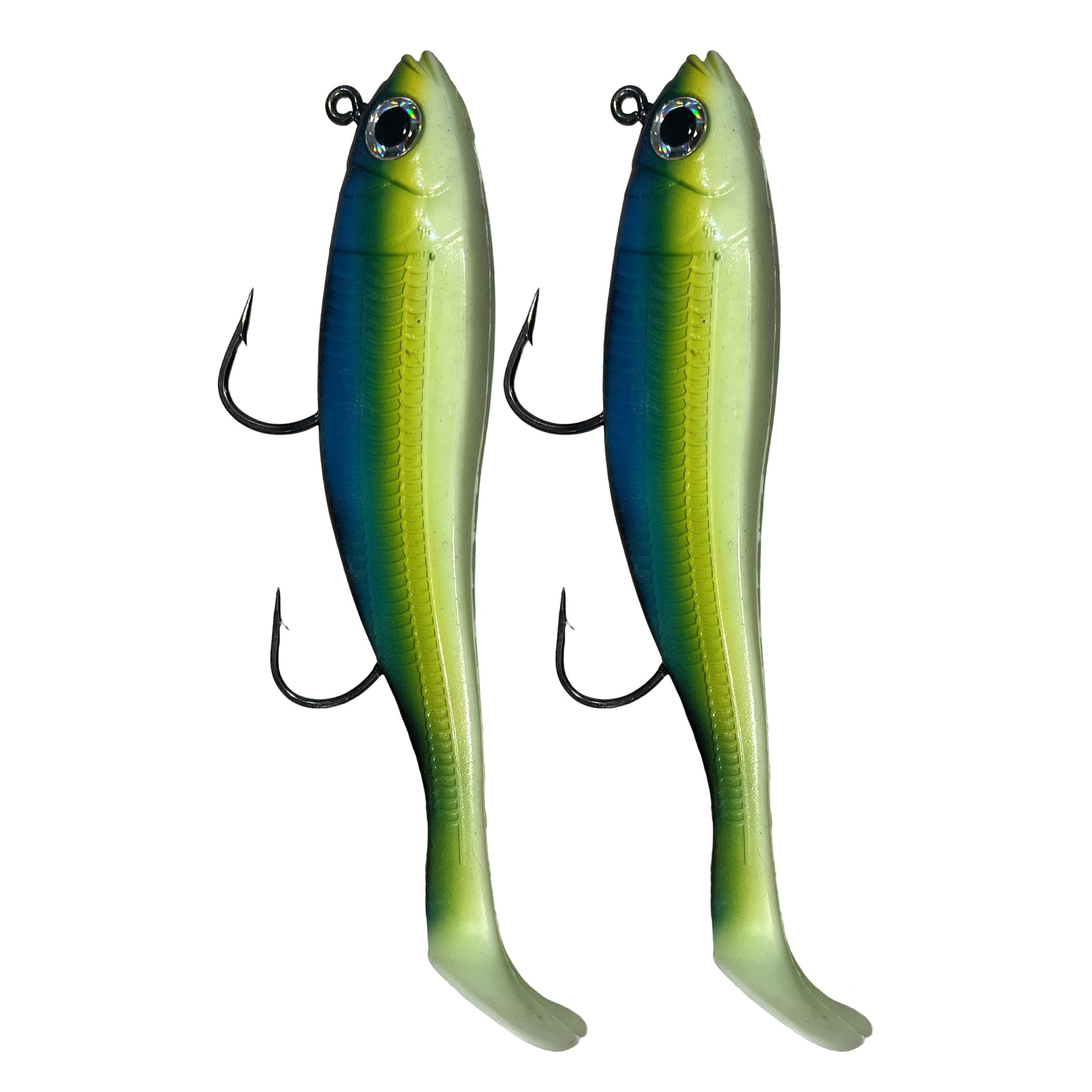 Mega Bite Swim Tail Jig, 4 oz. Herring Aid 2/pk — Gibbs Fishing